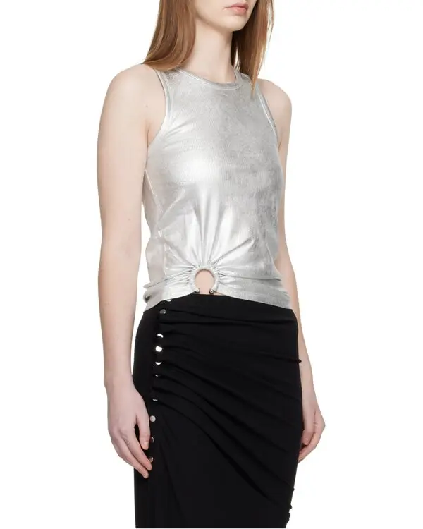 Rabanne Ribbed Asymmetric Hem Top - Multicolor