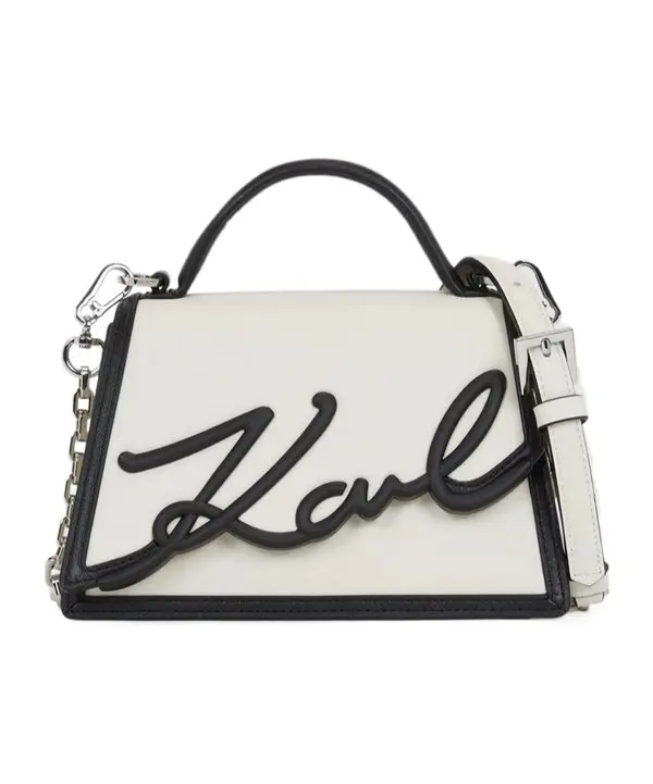 Karl Lagerfeld K/signature Top-handle Satchel - White/black