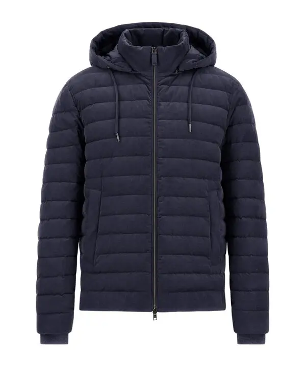 Herno Quilted High Neck Zip-up Jacket With Detachable Hood