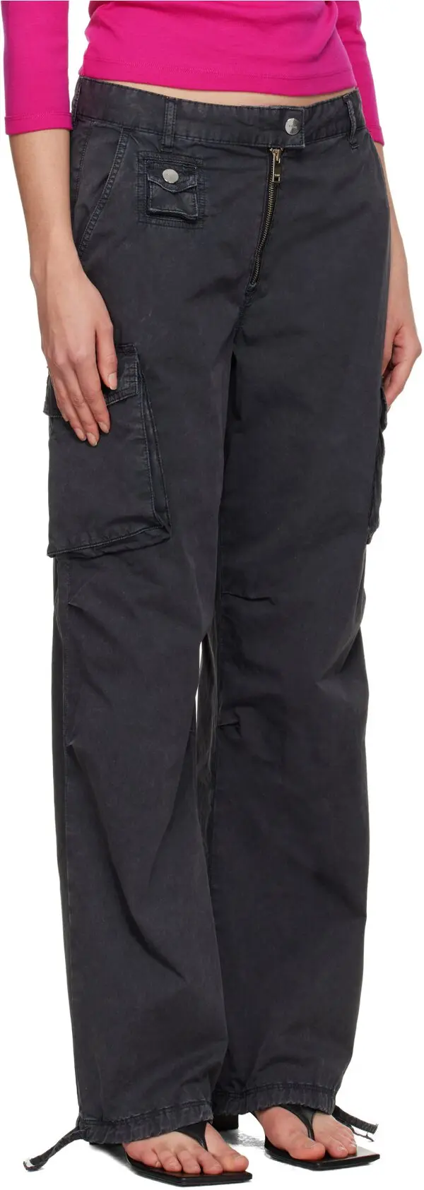 GANNI Cargo Drawstring Trousers - Phantom Black