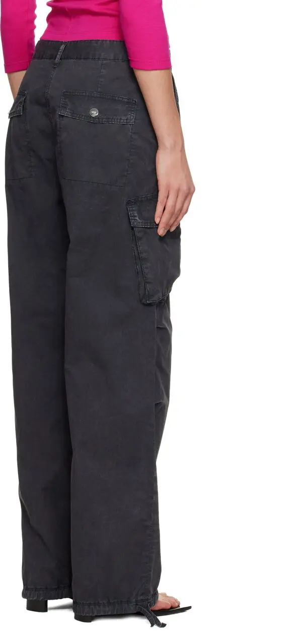 GANNI Cargo Drawstring Trousers - Phantom Black