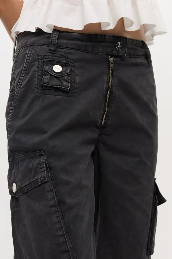 GANNI Cargo Drawstring Trousers - Phantom Black