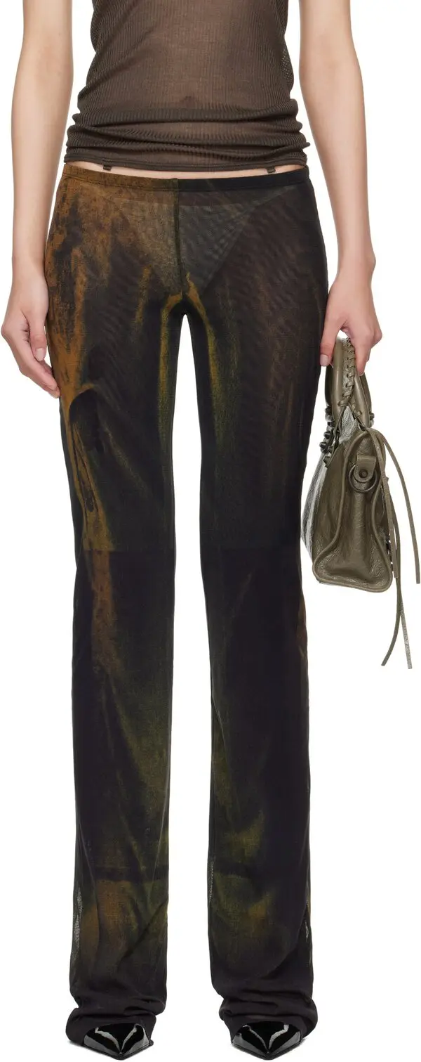 JEAN PAUL GAULTIER Semi-sheer Nylon Mesh Lounge Pants - Black
