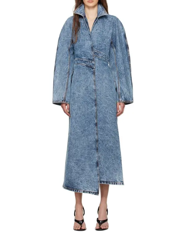 Alaïa Spiral Denim Trench Coat - Blue
