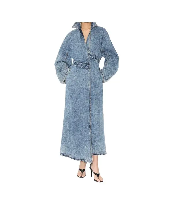 Alaïa Spiral Denim Trench Coat - Blue