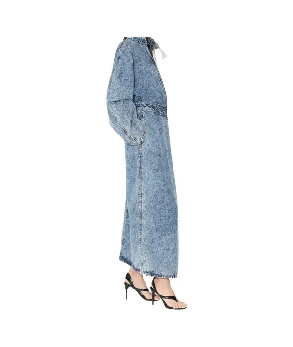 Alaïa Spiral Denim Trench Coat - Blue