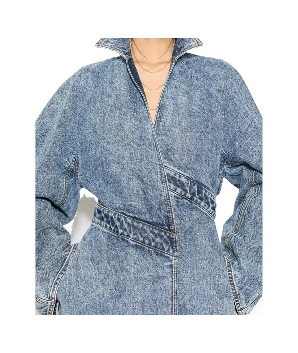 Alaïa Spiral Denim Trench Coat - Blue