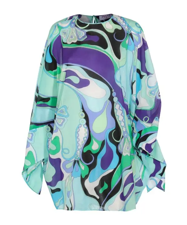 Emilio Pucci Orchid Printed Mini Dress - Blue