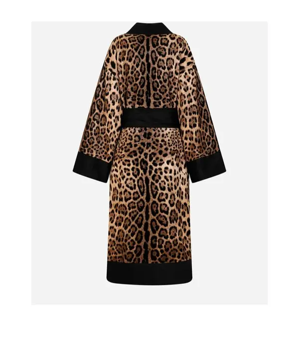 Dolce & Gabbana Dolce Gabbana Leopard Printed Bath Robe - Black