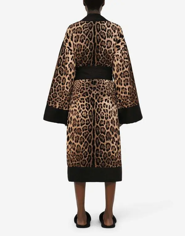 Dolce & Gabbana Dolce Gabbana Leopard Printed Bath Robe - Black
