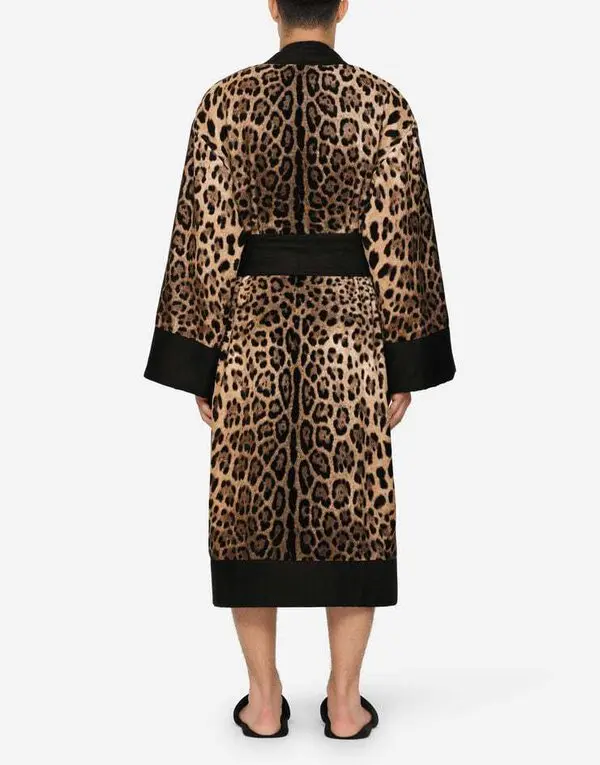 Dolce & Gabbana Dolce Gabbana Leopard Printed Bath Robe - Black