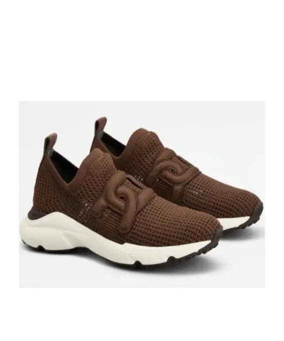 TOD'S Kate Slip-on Sneakers With Fabric-covered Chain Detail - Brown
