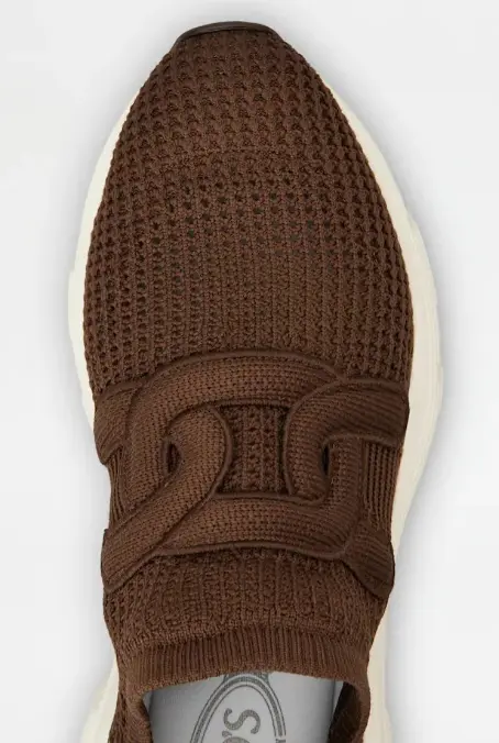 TOD'S Kate Slip-on Sneakers With Fabric-covered Chain Detail - Brown
