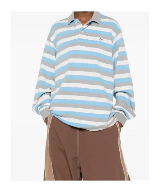 ERL Striped Long Sleeve Polo Knitted Top
