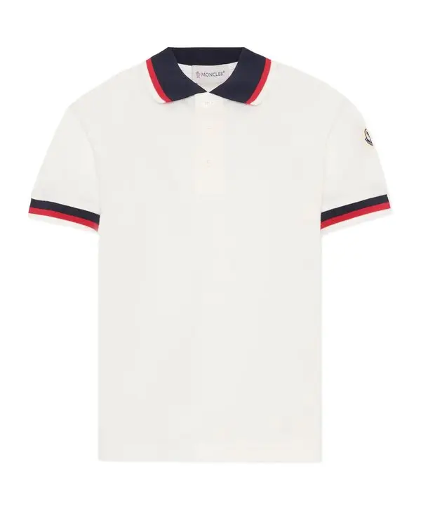 Moncler Tricolor Trim Short Sleeve Polo - White