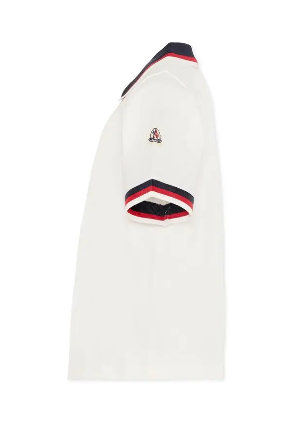 Moncler Tricolor Trim Short Sleeve Polo - White