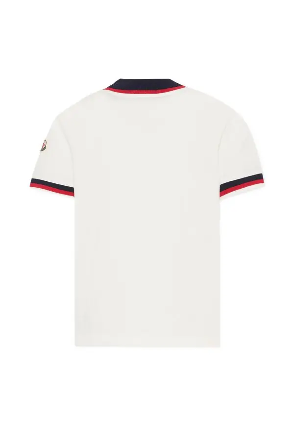 Moncler Tricolor Trim Short Sleeve Polo - White