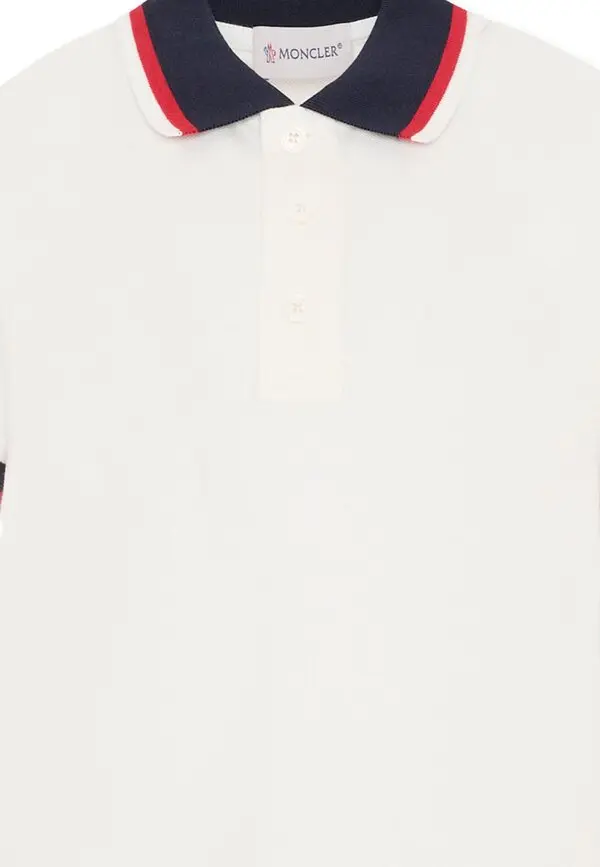 Moncler Tricolor Trim Short Sleeve Polo - White