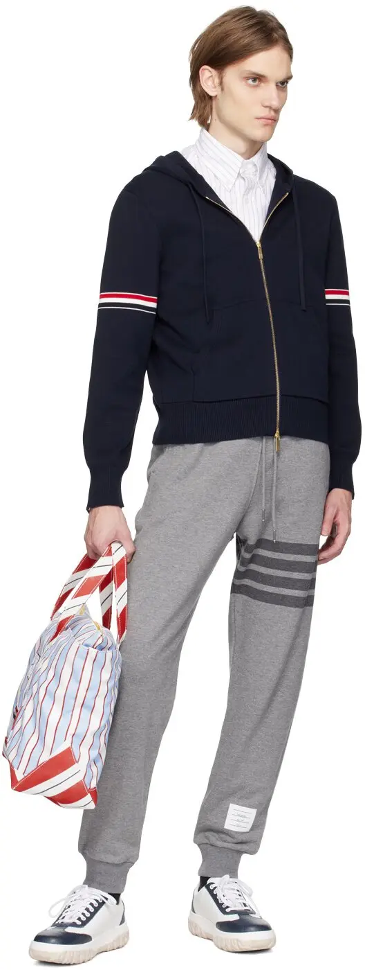 Thom Browne Medium Striped Tote Bag - White