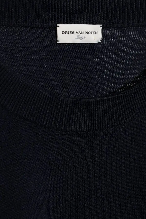 Dries Van Noten Long-sleeved Ribbed Sweater With Logo Detail