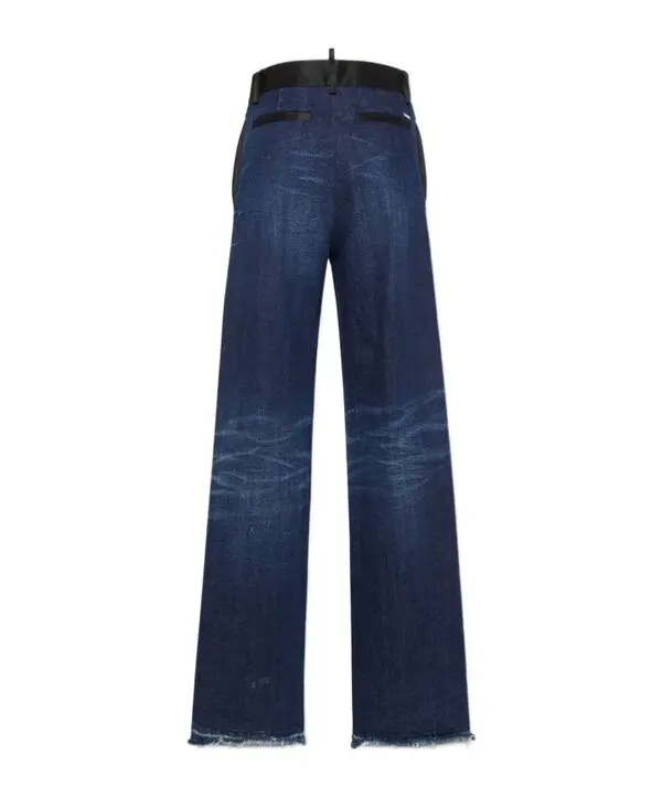 Dsquared2 Wide-leg Distressed Jeans - Navy