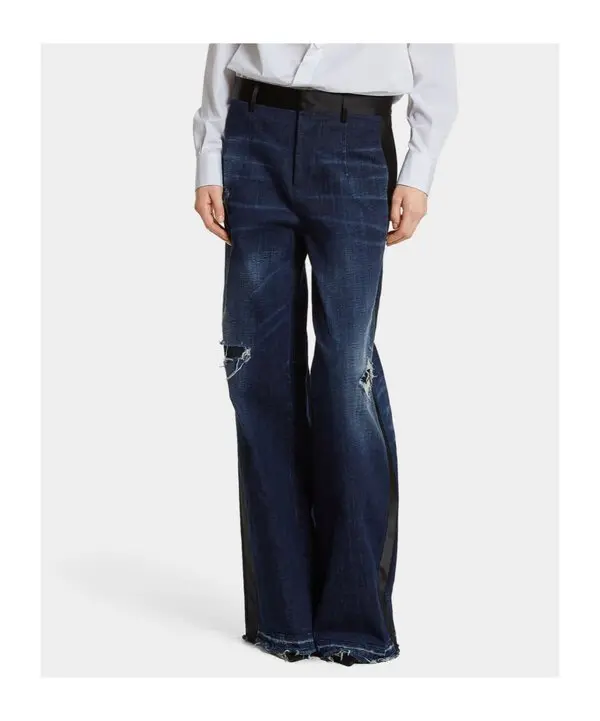 Dsquared2 Wide-leg Distressed Jeans - Navy