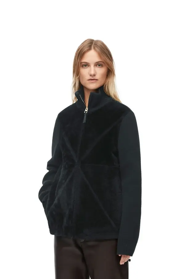 Loewe Shearling And Wool Zip-up Jacket