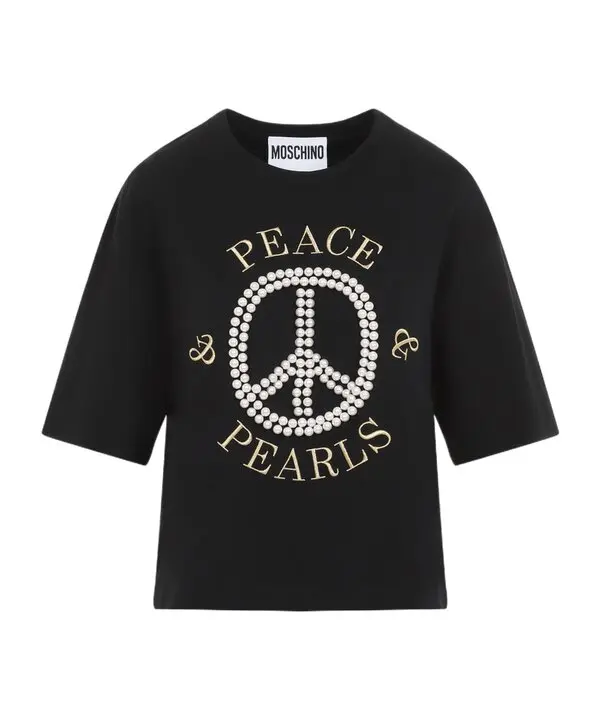 Moschino Peace & Pearls Embellished T-shirt