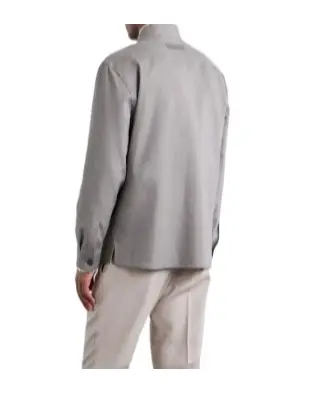 Zegna Stand Collar Flap Pocket Shirt Jacket - Gray