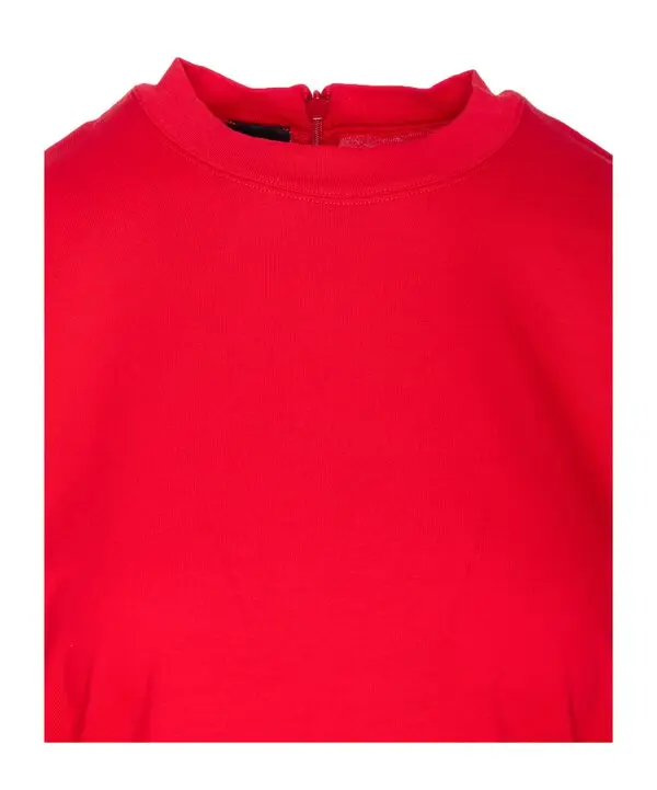 Pinko Belted Mini Dress With Crew Neck And Short Sleeves - Red