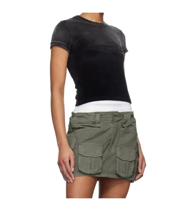 Alexander Wang Crewneck T-shirt With Embossed Logo - Black