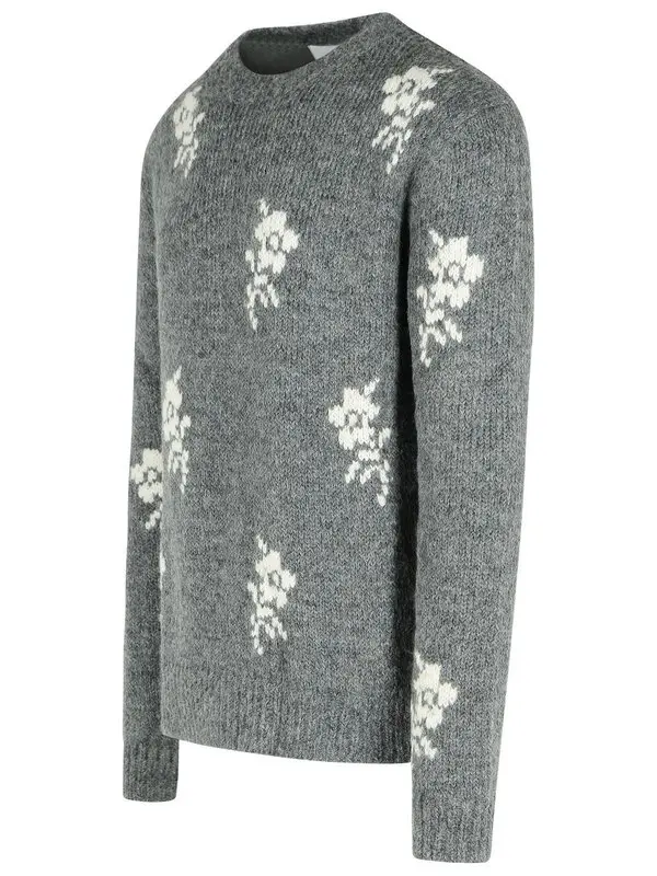 JIL SANDER Crewneck Knitted Jumper With Floral Pattern