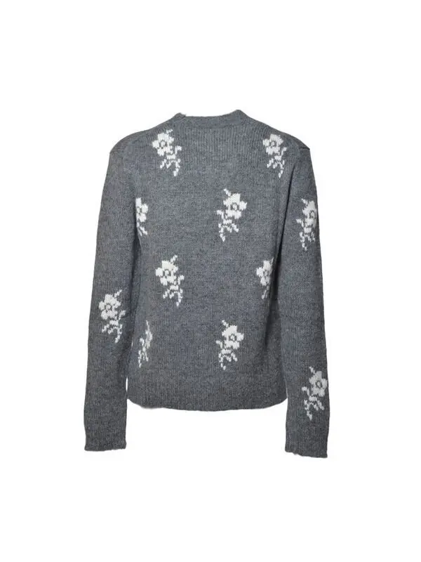 JIL SANDER Crewneck Knitted Jumper With Floral Pattern