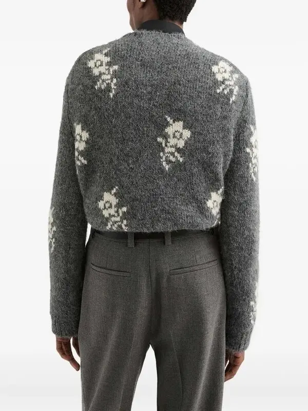 JIL SANDER Crewneck Knitted Jumper With Floral Pattern