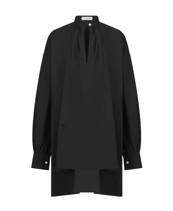 Dior Embroidered Bee Blouse With Tribales Buttons - Black