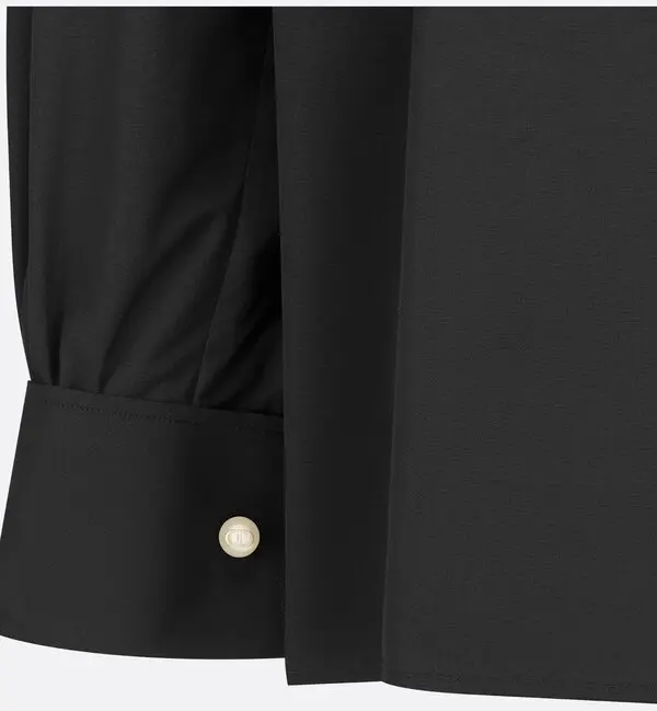 Dior Embroidered Bee Blouse With Tribales Buttons - Black