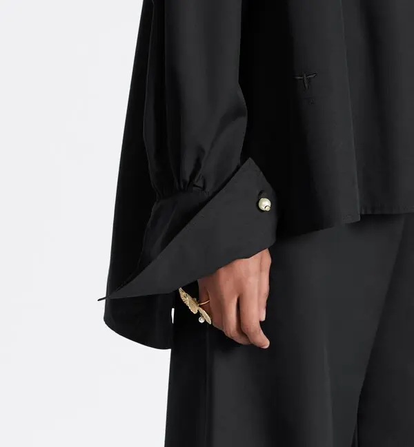 Dior Embroidered Bee Blouse With Tribales Buttons - Black