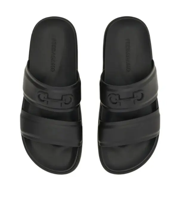 FERRAGAMO Gancini Ornament Slide - Black
