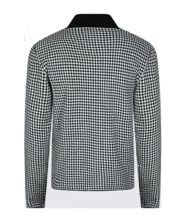 JIL SANDER Houndstooth Pointed Collar Zip-up Shirt