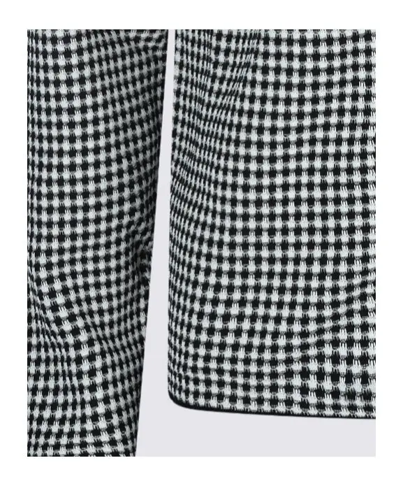 JIL SANDER Houndstooth Pointed Collar Zip-up Shirt