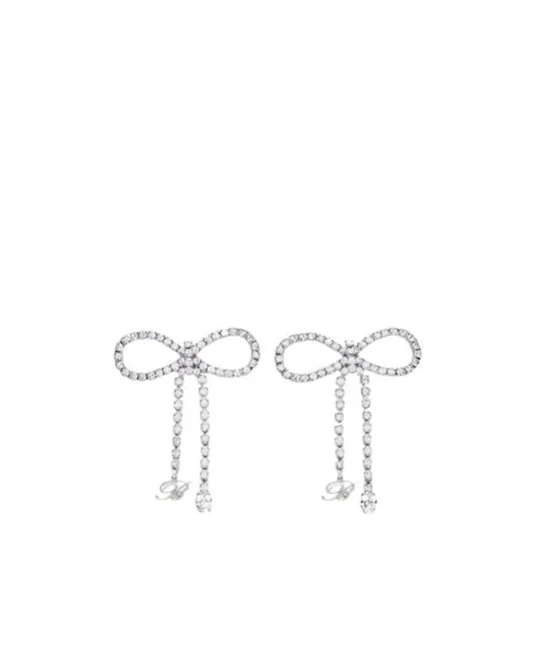 Blumarine Embellished Bow Drop Earrings - Silver