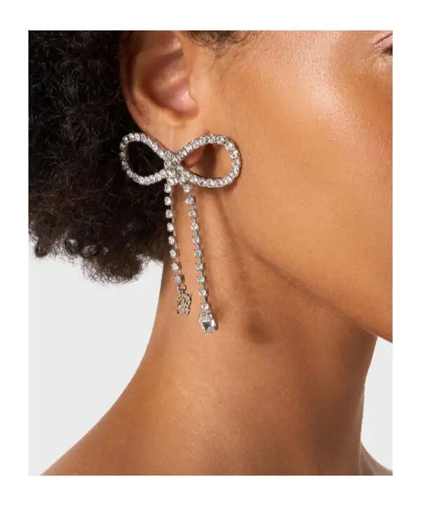 Blumarine Embellished Bow Drop Earrings