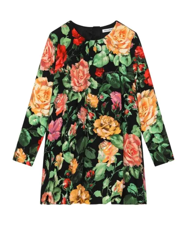 Dolce & Gabbana Floral Print Cady Dress - Black