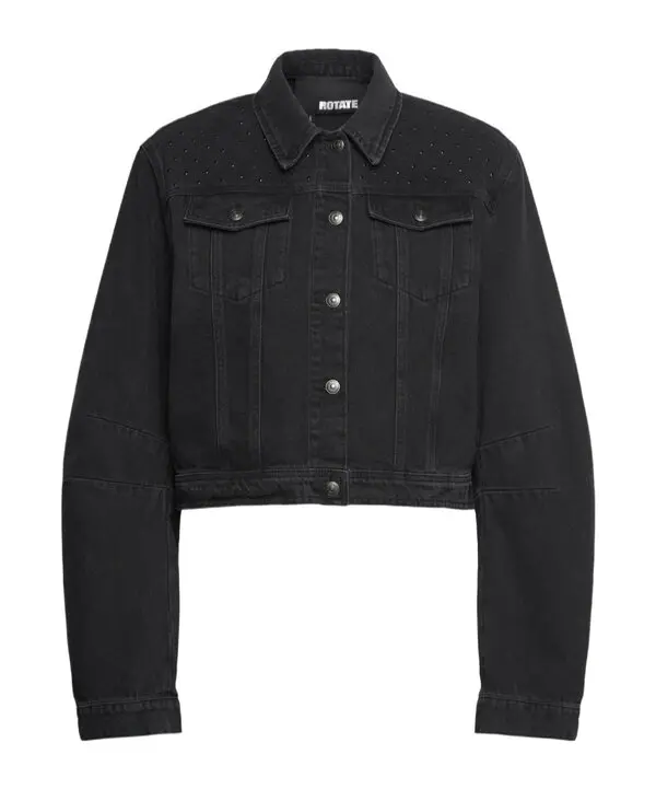 ROTATE BY BIRGER CHRISTENSEN Denim Embellished Jacket - Dark Gray