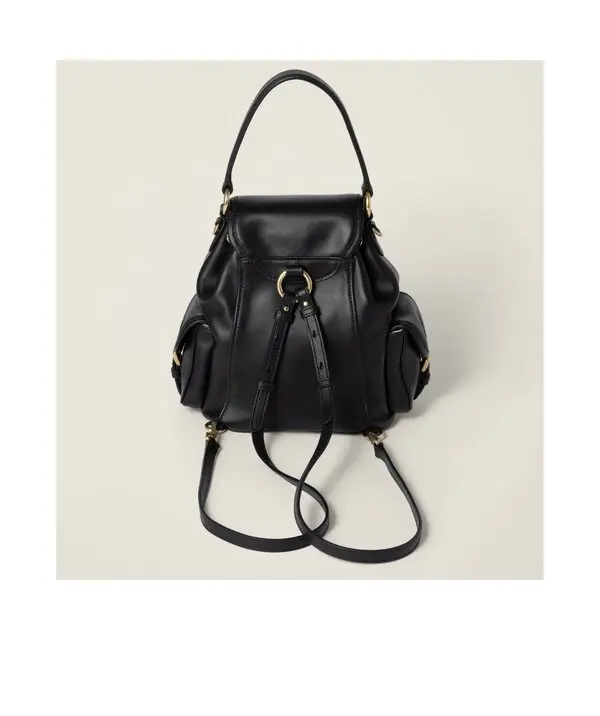 Miu Miu Leather Backpack With Buckle Closure - Black