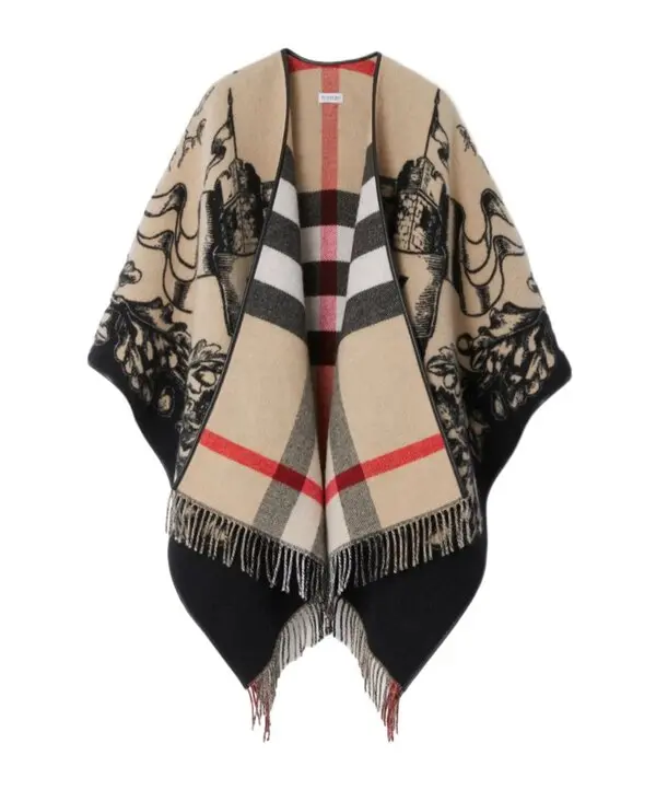 Burberry Equestrian Knight Fringed Cape - Beige