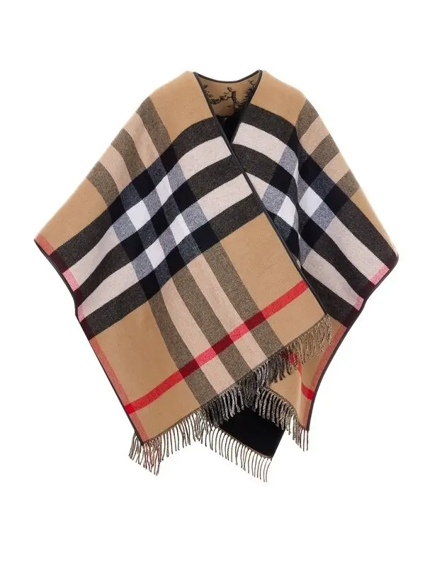 Burberry Equestrian Knight Fringed Cape - Beige