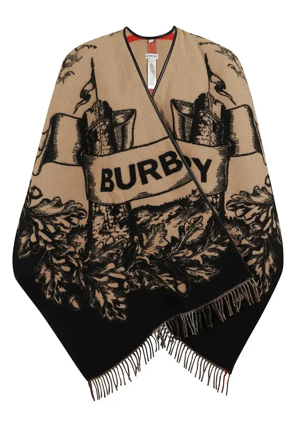 Burberry Equestrian Knight Fringed Cape - Beige