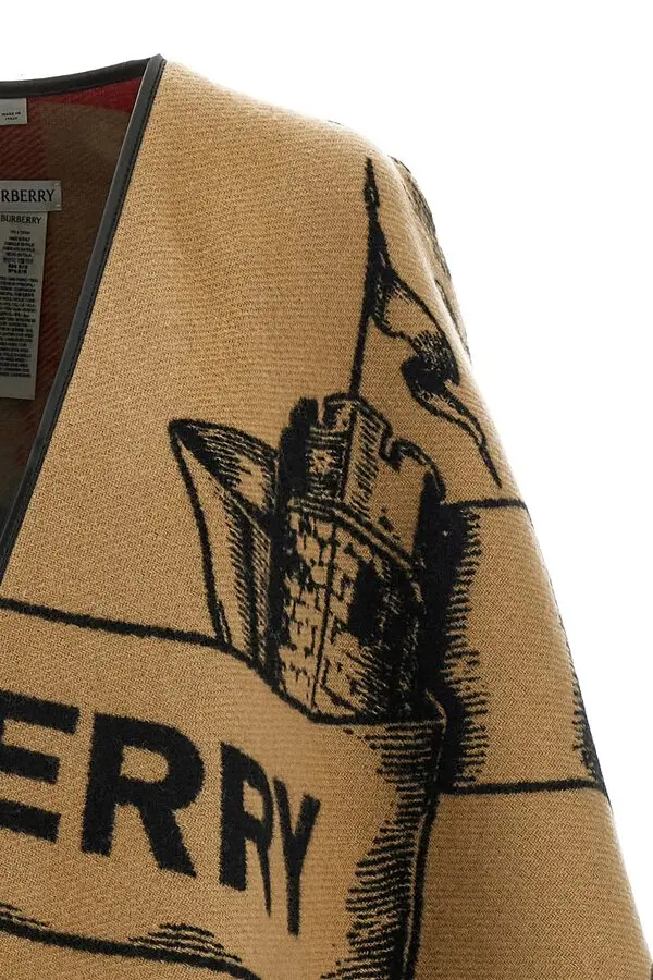 Burberry Equestrian Knight Fringed Cape - Beige