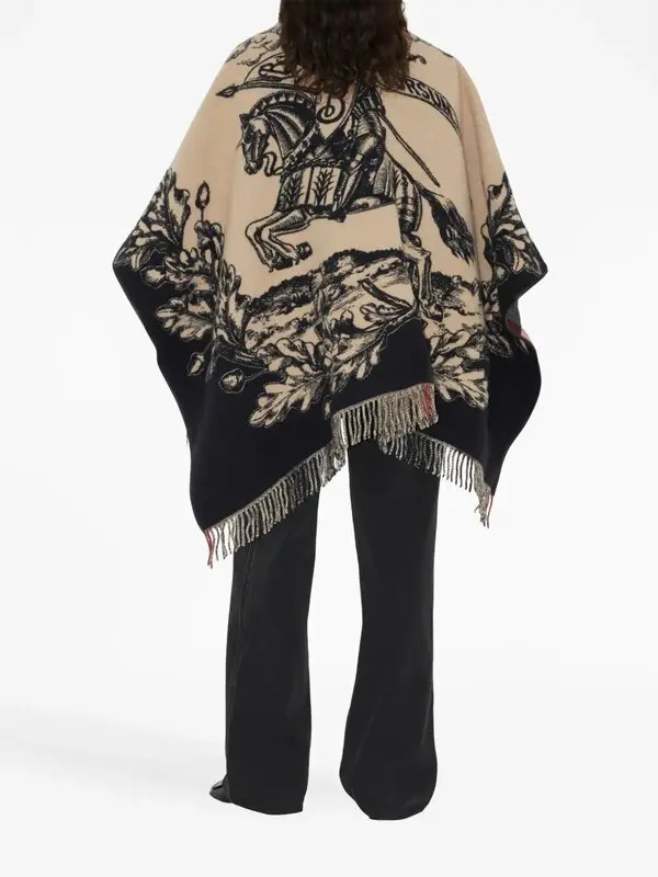 Burberry Equestrian Knight Fringed Cape - Beige
